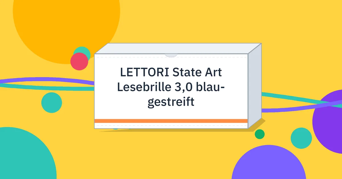 Symbolbild: Packung mit der Aufschrift LETTORI State Art Lesebrille 3,0 blau-gestreift (PZN 11118288) – Verfügbarkeit und Bezug in Apotheken in Frankfurt am Main