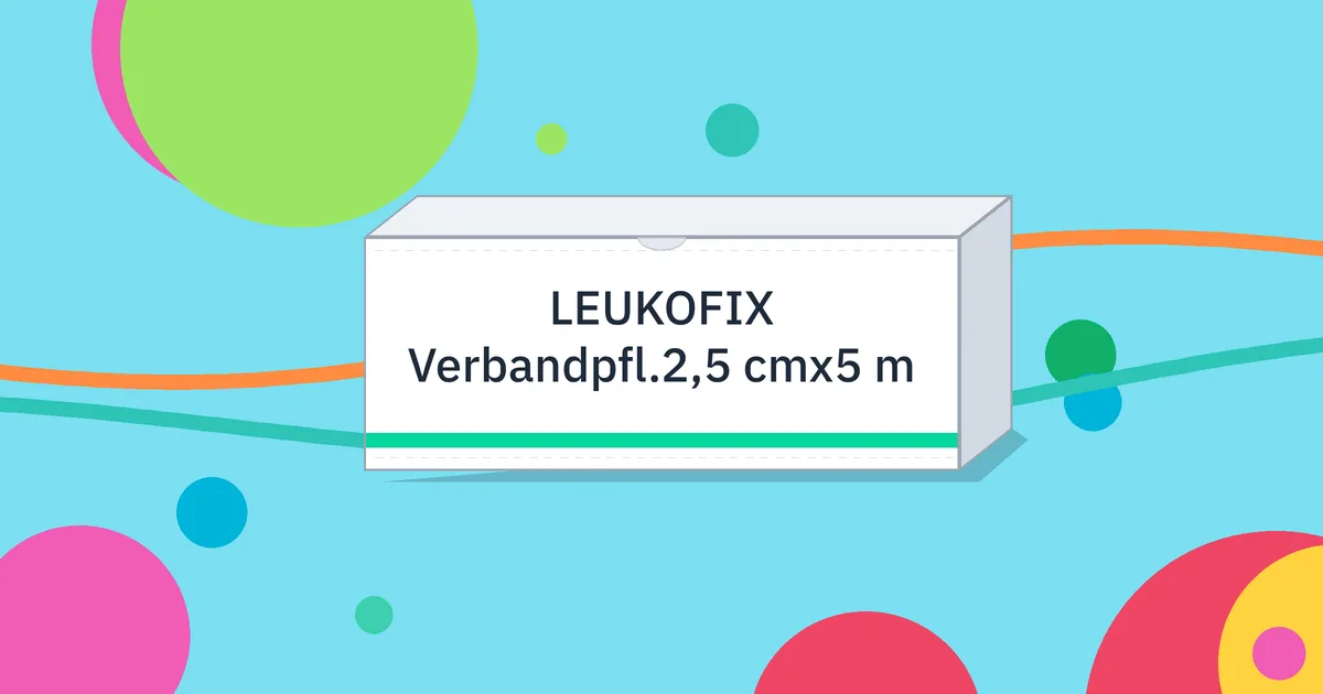 Symbolbild: Packung mit der Aufschrift LEUKOFIX Verbandpfl.2,5 cmx5 m (PZN 19815101) – Verfügbarkeit und Bezug in Apotheken in Frankfurt am Main