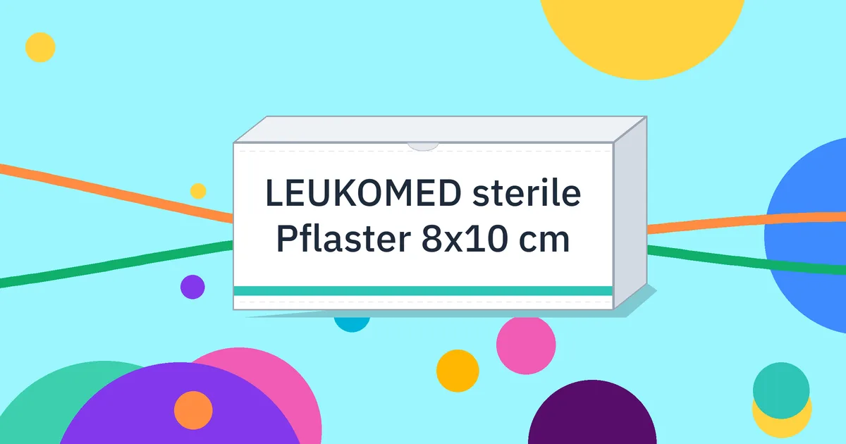 Symbolbild: Packung mit der Aufschrift LEUKOMED sterile Pflaster 8x10 cm (PZN 18437401) – Verfügbarkeit und Bezug in Apotheken in Frankfurt am Main