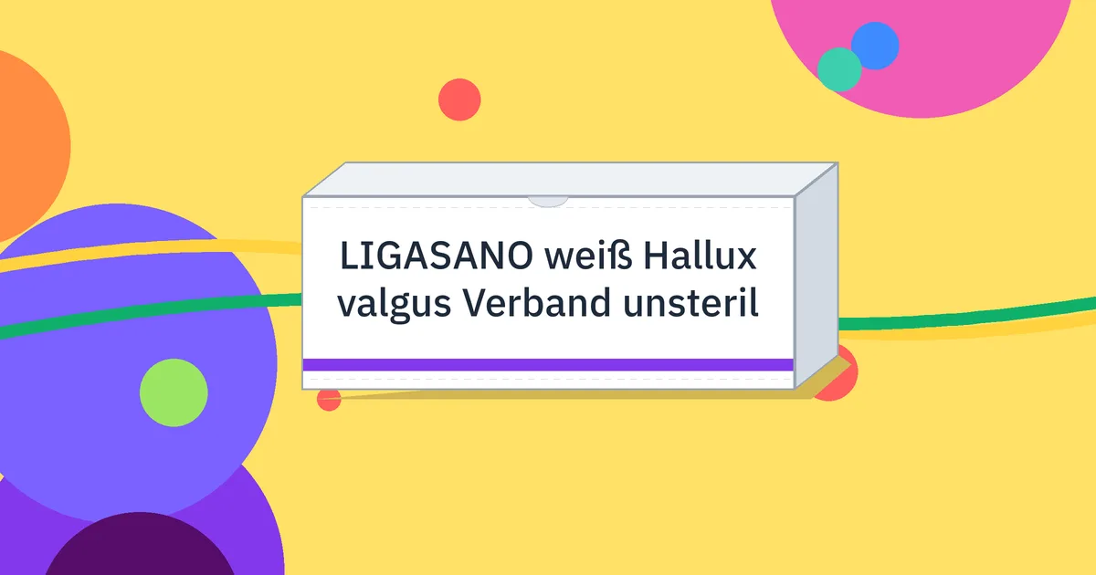 Symbolbild: Packung mit der Aufschrift LIGASANO weiß Hallux valgus Verband unsteril (PZN 17250959) – Verfügbarkeit und Bezug in Apotheken in Frankfurt am Main