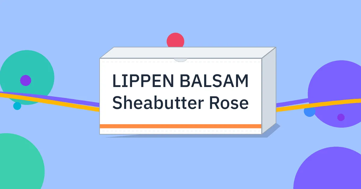 Symbolbild: Packung mit der Aufschrift LIPPEN BALSAM Sheabutter Rose (PZN 17429109) – Verfügbarkeit und Bezug in Apotheken in Frankfurt am Main