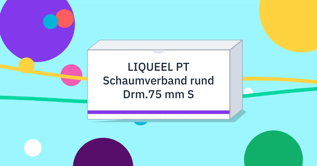 Symbolbild: Packung mit der Aufschrift LIQUEEL PT Schaumverband rund Drm.75 mm S (PZN 16789030) – Verfügbarkeit und Bezug in Apotheken in Frankfurt am Main