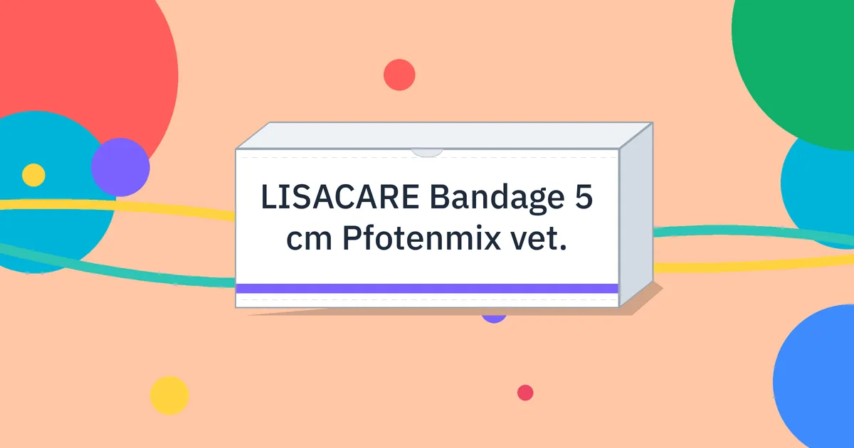 Symbolbild: Packung mit der Aufschrift LISACARE Bandage 5 cm Pfotenmix vet. (PZN 17926718) – Verfügbarkeit und Bezug in Apotheken in Frankfurt am Main