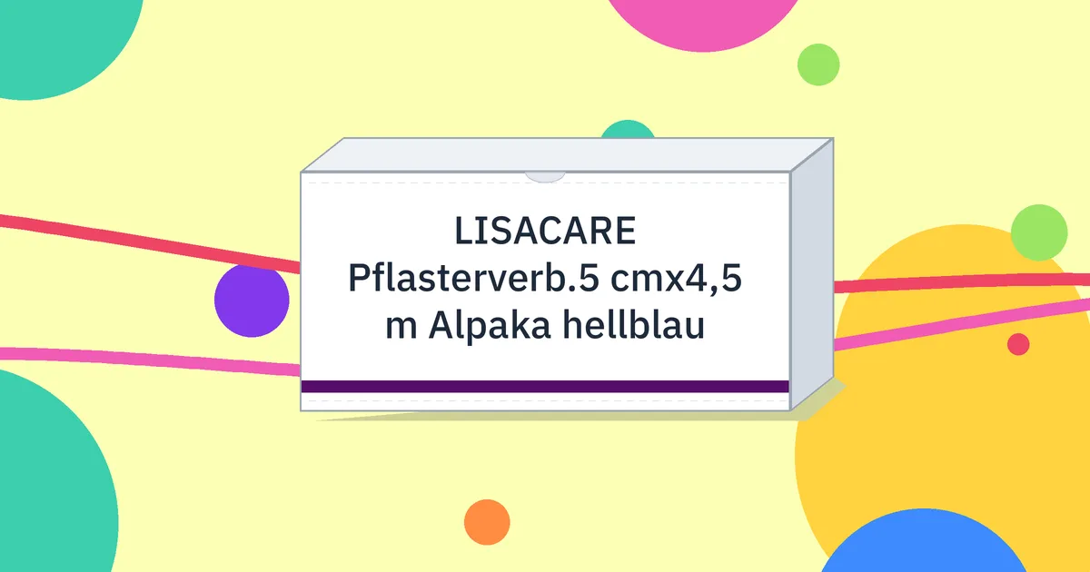Symbolbild: Packung mit der Aufschrift LISACARE Pflasterverb.5 cmx4,5 m Alpaka hellblau (PZN 17892385) – Verfügbarkeit und Bezug in Apotheken in Frankfurt am Main