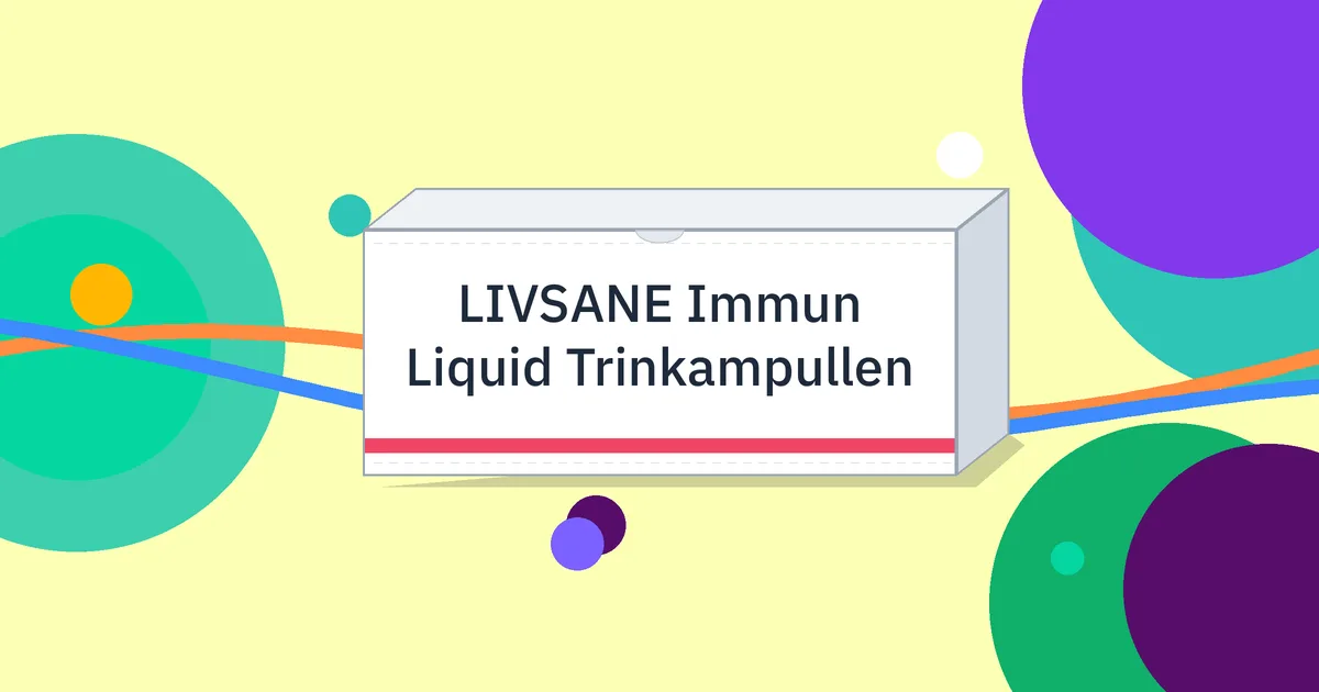 Symbolbild: Packung mit der Aufschrift LIVSANE Immun Liquid Trinkampullen (PZN 18910576) – Verfügbarkeit und Bezug in Apotheken in Frankfurt am Main