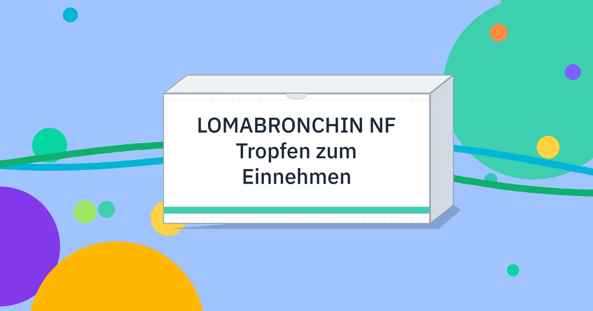 Symbolbild: Packung mit der Aufschrift LOMABRONCHIN NF Tropfen zum Einnehmen (PZN 04676295) – Verfügbarkeit und Bezug in Apotheken in Frankfurt am Main