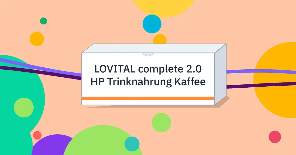 Symbolbild: Packung mit der Aufschrift LOVITAL complete 2.0 HP Trinknahrung Kaffee (PZN 17308446) – Verfügbarkeit und Bezug in Apotheken in Frankfurt am Main