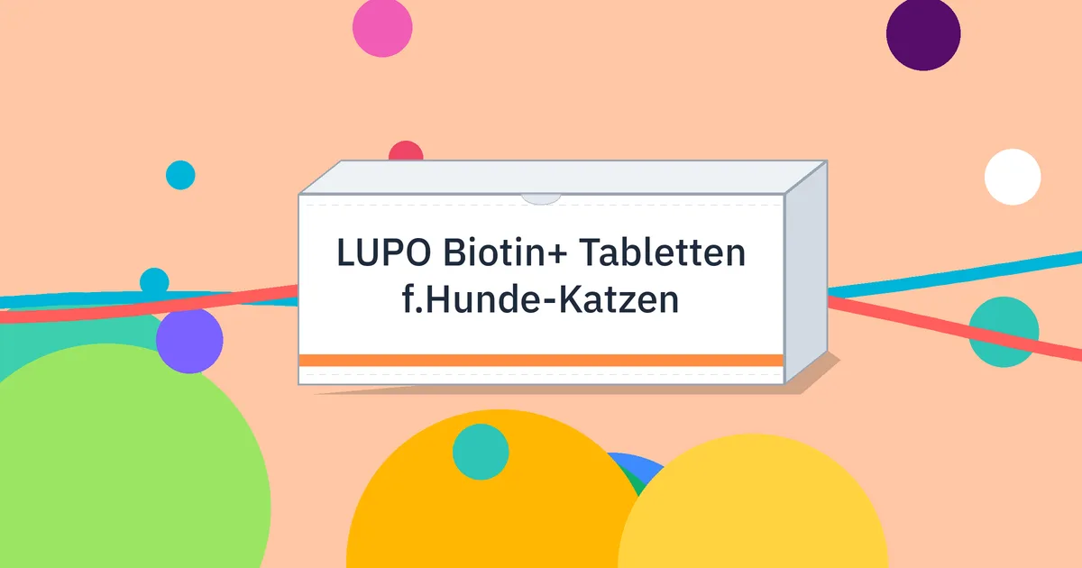 Symbolbild: Packung mit der Aufschrift LUPO Biotin+ Tabletten f.Hunde-Katzen (PZN 19252508) – Verfügbarkeit und Bezug in Apotheken in Frankfurt am Main