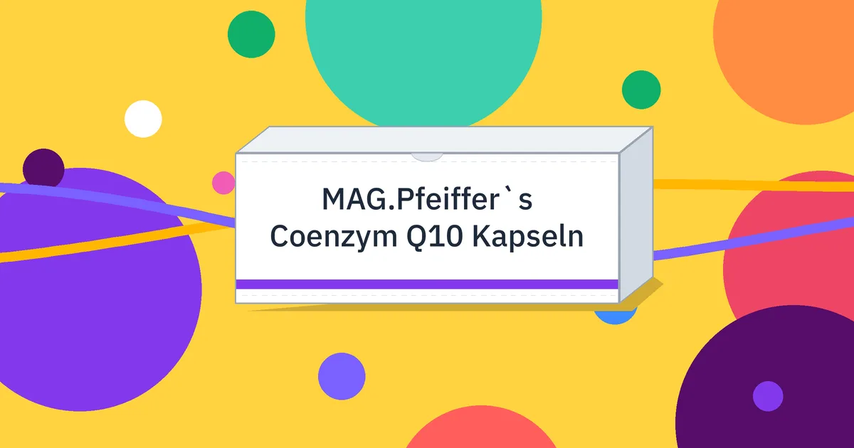 Symbolbild: Packung mit der Aufschrift MAG.Pfeiffer`s Coenzym Q10 Kapseln (PZN 17532793) – Verfügbarkeit und Bezug in Apotheken in Frankfurt am Main