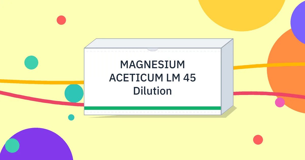 Symbolbild: Packung mit der Aufschrift MAGNESIUM ACETICUM LM 45 Dilution (PZN 12935894) – Verfügbarkeit und Bezug in Apotheken in Frankfurt am Main