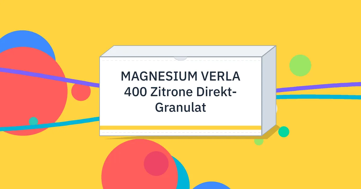 Symbolbild: Packung mit der Aufschrift MAGNESIUM VERLA 400 Zitrone Direkt-Granulat (PZN 16154478) – Verfügbarkeit und Bezug in Apotheken in Frankfurt am Main