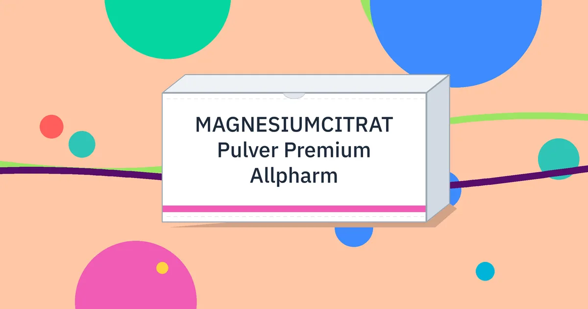 Symbolbild: Packung mit der Aufschrift MAGNESIUMCITRAT Pulver Premium Allpharm (PZN 19361396) – Verfügbarkeit und Bezug in Apotheken in Frankfurt am Main