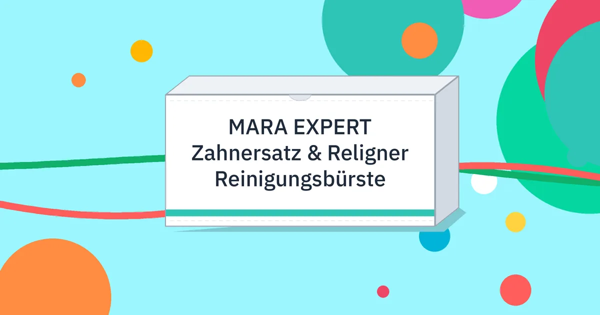 Symbolbild: Packung mit der Aufschrift MARA EXPERT Zahnersatz & Religner Reinigungsbürste (PZN 19078252) – Verfügbarkeit und Bezug in Apotheken in Frankfurt am Main