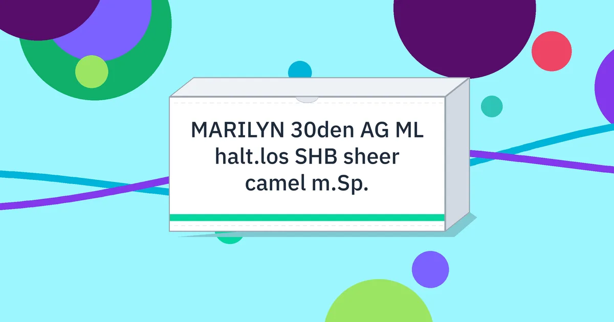 Symbolbild: Packung mit der Aufschrift MARILYN 30den AG ML halt.los SHB sheer camel m.Sp. (PZN 16186509) – Verfügbarkeit und Bezug in Apotheken in Frankfurt am Main