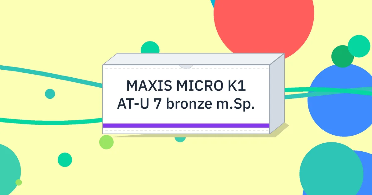 Symbolbild: Packung mit der Aufschrift MAXIS MICRO K1 AT-U 7 bronze m.Sp. (PZN 17671738) – Verfügbarkeit und Bezug in Apotheken in Frankfurt am Main