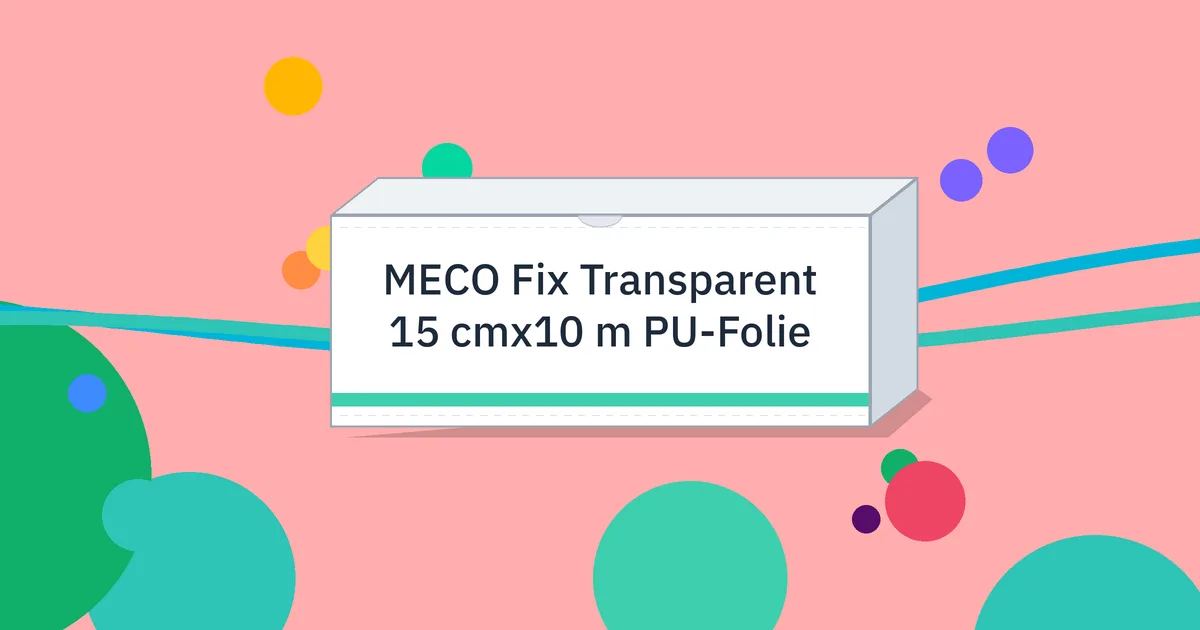 Symbolbild: Packung mit der Aufschrift MECO Fix Transparent 15 cmx10 m PU-Folie (PZN 20090407) – Verfügbarkeit und Bezug in Apotheken in Frankfurt am Main
