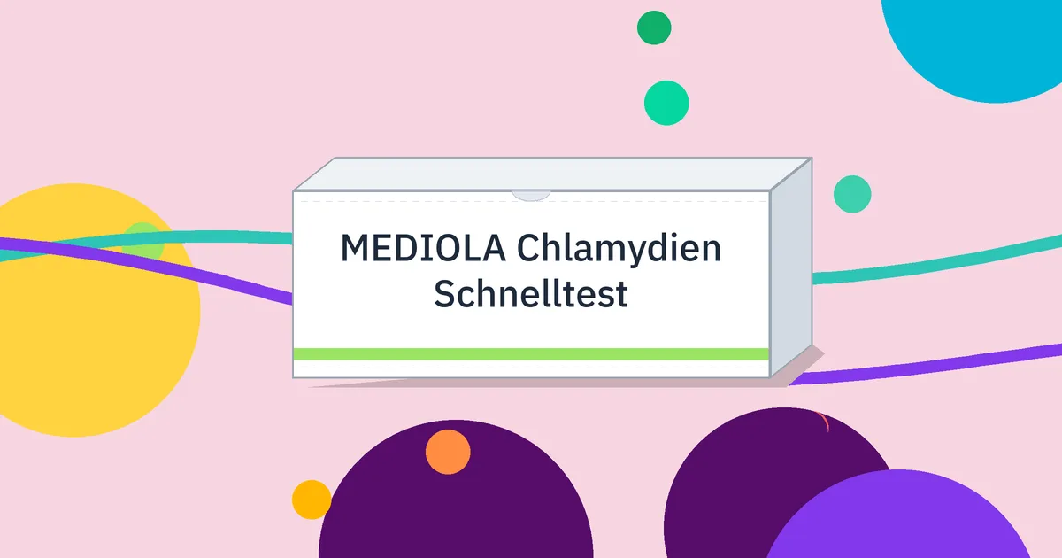 Symbolbild: Packung mit der Aufschrift MEDIOLA Chlamydien Schnelltest (PZN 11384570) – Verfügbarkeit und Bezug in Apotheken in Frankfurt am Main
