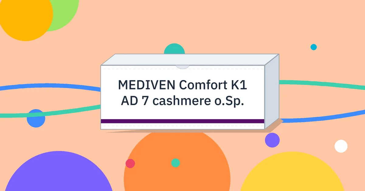 Symbolbild: Packung mit der Aufschrift MEDIVEN Comfort K1 AD 7 cashmere o.Sp. (PZN 14658418) – Verfügbarkeit und Bezug in Apotheken in Frankfurt am Main