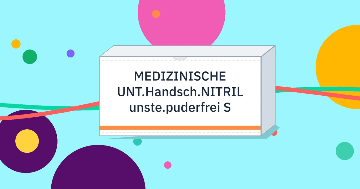 Symbolbild: Packung mit der Aufschrift MEDIZINISCHE UNT.Handsch.NITRIL unste.puderfrei S (PZN 17614410) – Verfügbarkeit und Bezug in Apotheken in Frankfurt am Main