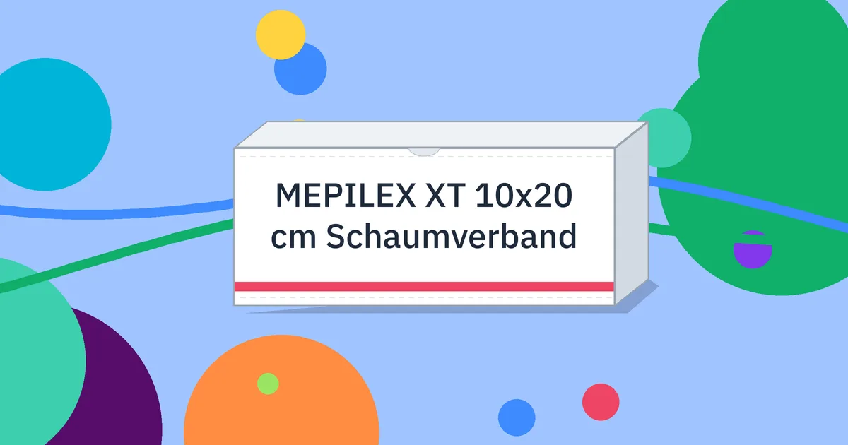 Symbolbild: Packung mit der Aufschrift MEPILEX XT 10x20 cm Schaumverband (PZN 20171028) – Verfügbarkeit und Bezug in Apotheken in Frankfurt am Main