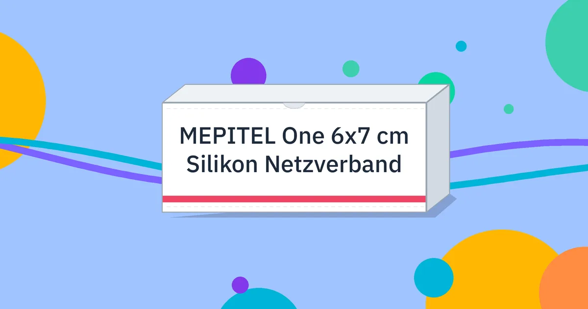 Symbolbild: Packung mit der Aufschrift MEPITEL One 6x7 cm Silikon Netzverband (PZN 17252912) – Verfügbarkeit und Bezug in Apotheken in Frankfurt am Main