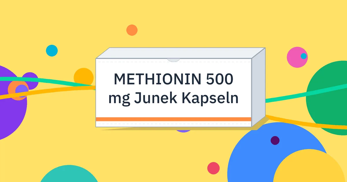 Symbolbild: Packung mit der Aufschrift METHIONIN 500 mg Junek Kapseln (PZN 00134918) – Verfügbarkeit und Bezug in Apotheken in Frankfurt am Main