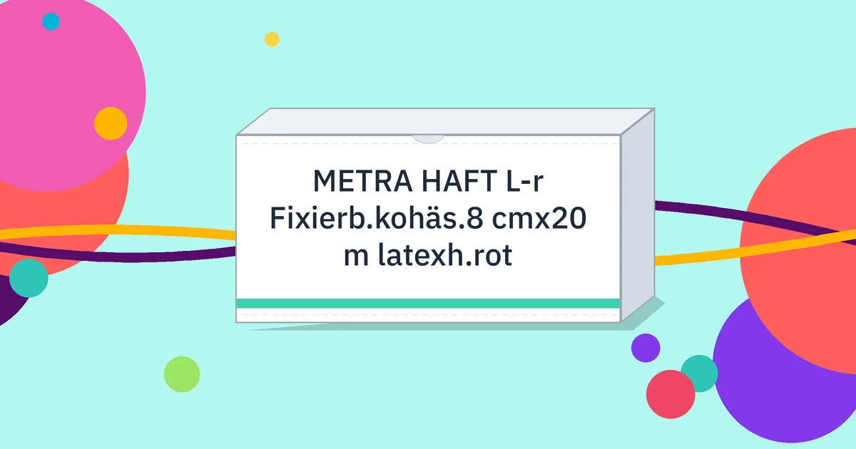Symbolbild: Packung mit der Aufschrift METRA HAFT L-r Fixierb.kohäs.8 cmx20 m latexh.rot (PZN 16655128) – Verfügbarkeit und Bezug in Apotheken in Frankfurt am Main