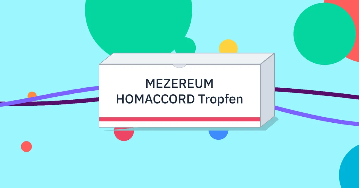 Symbolbild: Packung mit der Aufschrift MEZEREUM HOMACCORD Tropfen (PZN 00675407) – Verfügbarkeit und Bezug in Apotheken in Frankfurt am Main