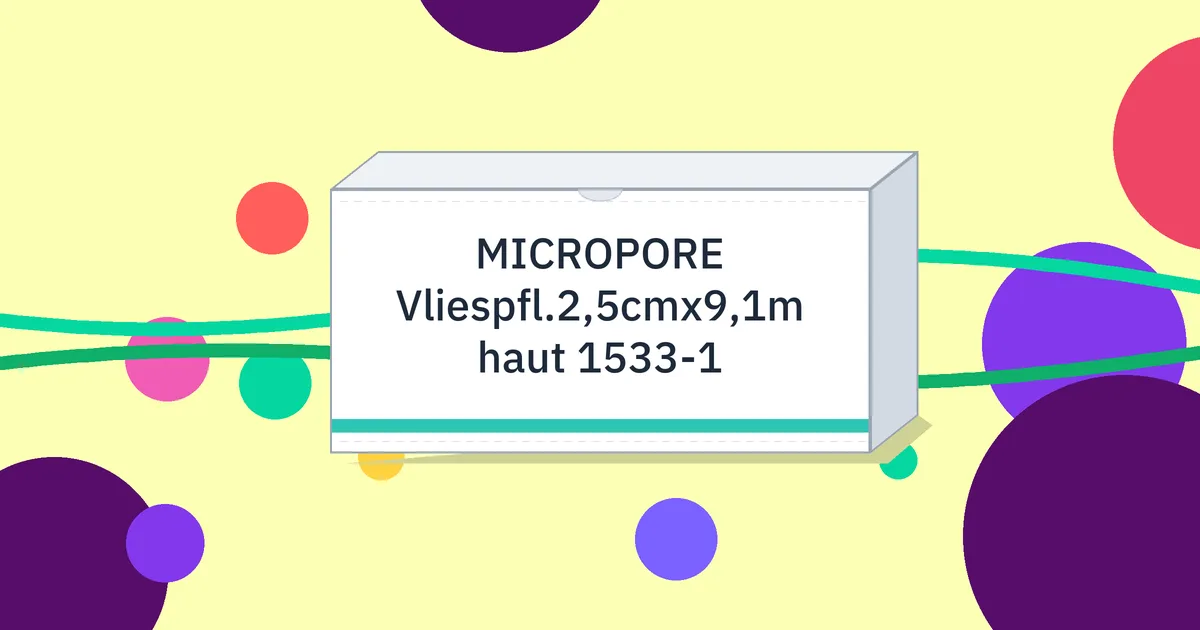 Symbolbild: Packung mit der Aufschrift MICROPORE Vliespfl.2,5cmx9,1m haut 1533-1 (PZN 12394139) – Verfügbarkeit und Bezug in Apotheken in Frankfurt am Main