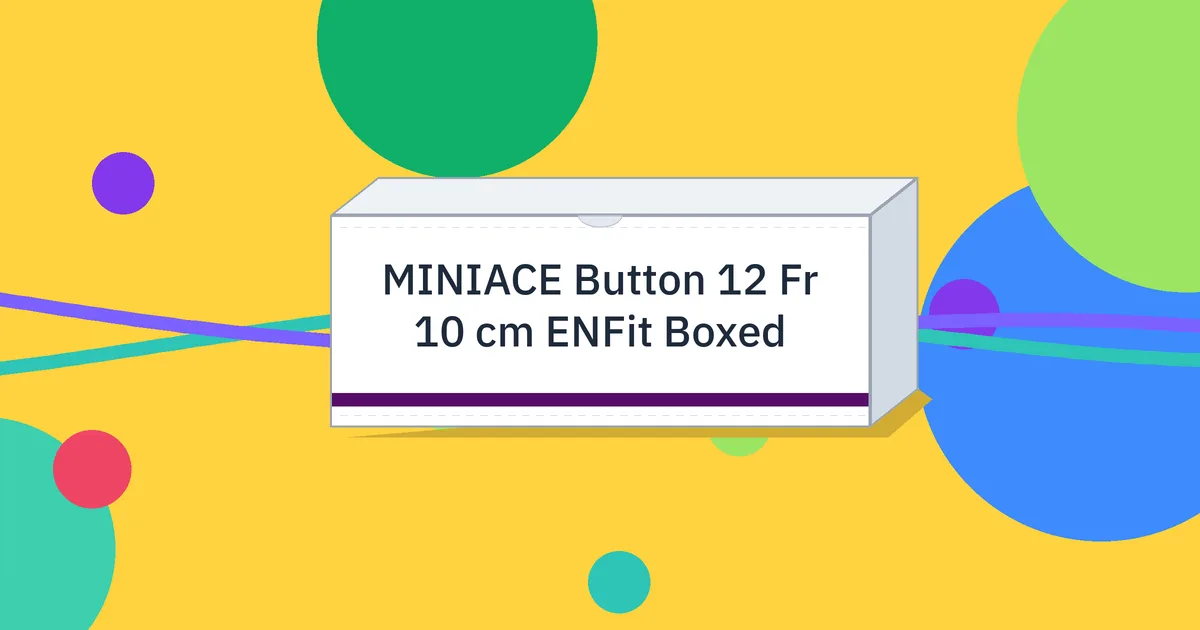 Symbolbild: Packung mit der Aufschrift MINIACE Button 12 Fr 10 cm ENFit Boxed (PZN 16953860) – Verfügbarkeit und Bezug in Apotheken in Frankfurt am Main