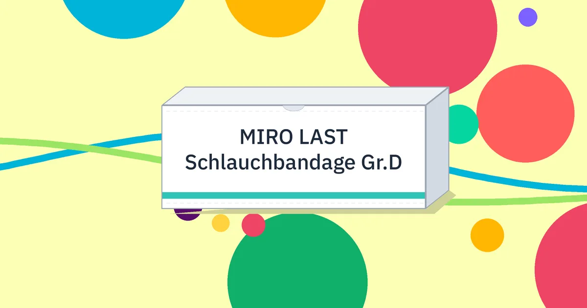 Symbolbild: Packung mit der Aufschrift MIRO LAST Schlauchbandage Gr.D (PZN 06855671) – Verfügbarkeit und Bezug in Apotheken in Frankfurt am Main