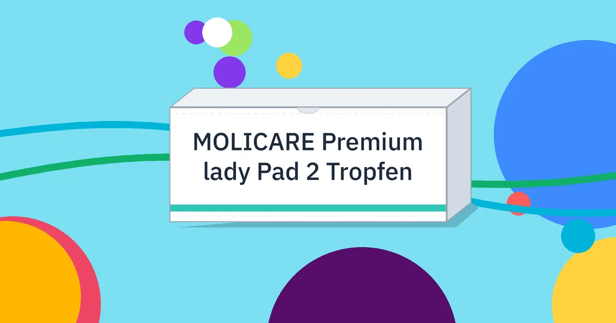 Symbolbild: Packung mit der Aufschrift MOLICARE Premium lady Pad 2 Tropfen (PZN 18683637) – Verfügbarkeit und Bezug in Apotheken in Frankfurt am Main