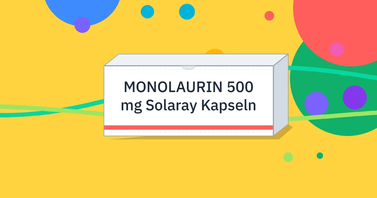 Symbolbild: Packung mit der Aufschrift MONOLAURIN 500 mg Solaray Kapseln (PZN 17254354) – Verfügbarkeit und Bezug in Apotheken in Frankfurt am Main