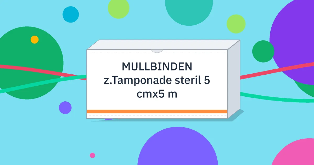 Symbolbild: Packung mit der Aufschrift MULLBINDEN z.Tamponade steril 5 cmx5 m (PZN 01003070) – Verfügbarkeit und Bezug in Apotheken in Frankfurt am Main