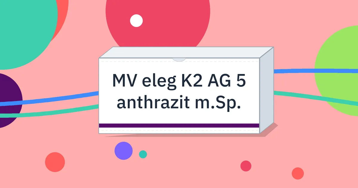 Symbolbild: Packung mit der Aufschrift MV eleg K2 AG 5 anthrazit m.Sp. (PZN 00645116) – Verfügbarkeit und Bezug in Apotheken in Frankfurt am Main