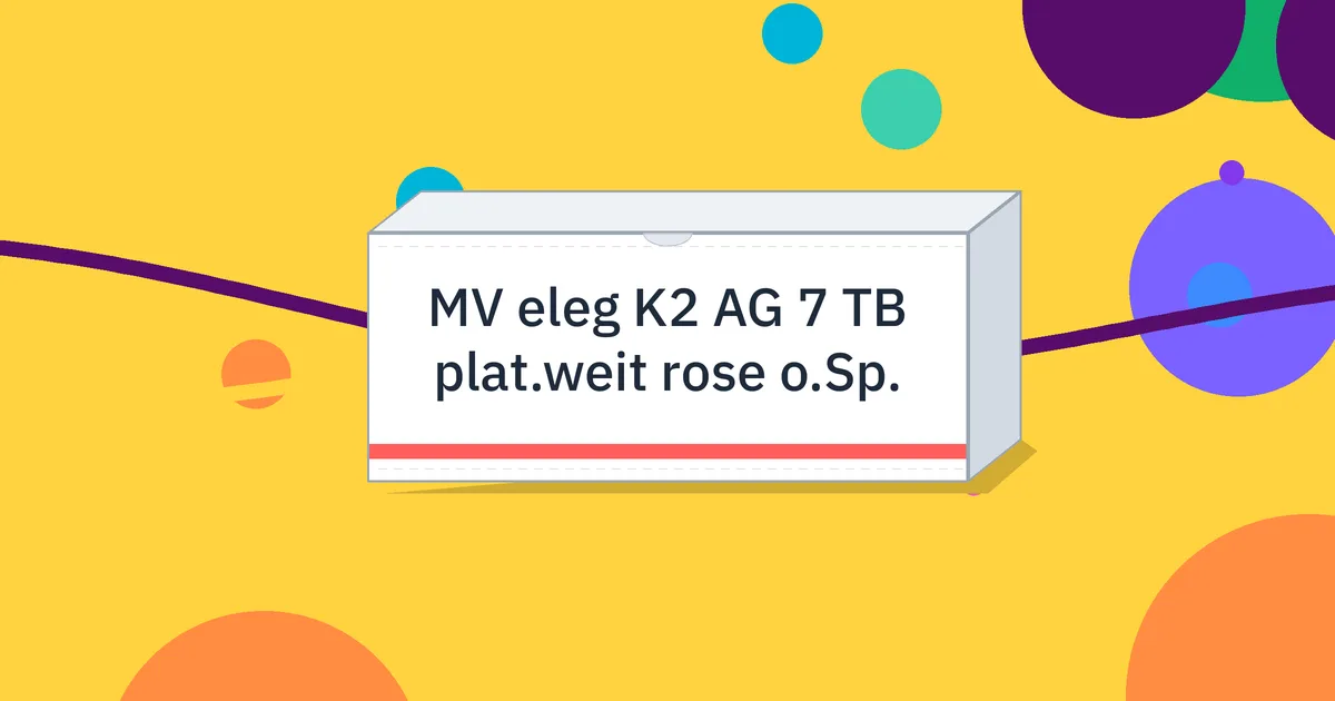 Symbolbild: Packung mit der Aufschrift MV eleg K2 AG 7 TB plat.weit rose o.Sp. (PZN 14698949) – Verfügbarkeit und Bezug in Apotheken in Frankfurt am Main