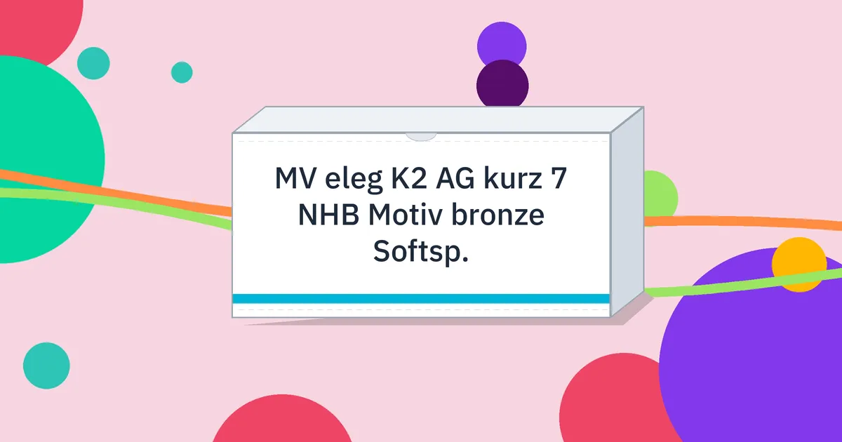 Symbolbild: Packung mit der Aufschrift MV eleg K2 AG kurz 7 NHB Motiv bronze Softsp. (PZN 15708354) – Verfügbarkeit und Bezug in Apotheken in Frankfurt am Main