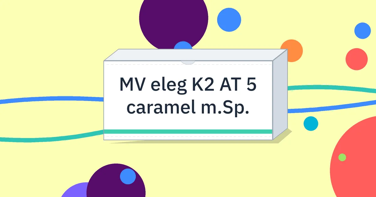 Symbolbild: Packung mit der Aufschrift MV eleg K2 AT 5 caramel m.Sp. (PZN 00529841) – Verfügbarkeit und Bezug in Apotheken in Frankfurt am Main