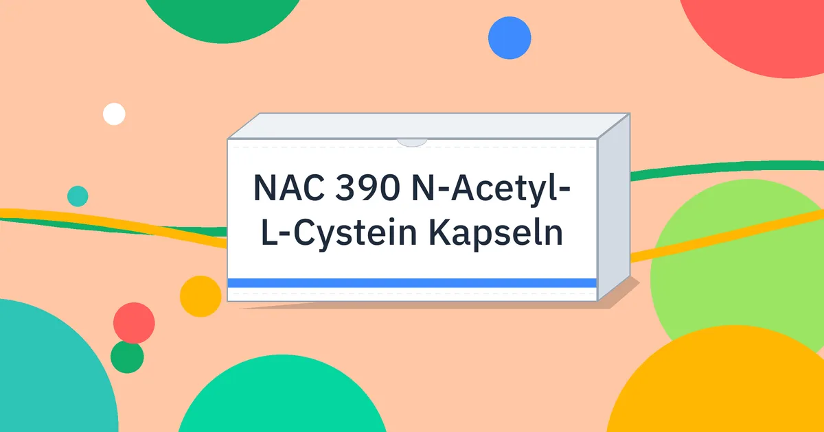 Symbolbild: Packung mit der Aufschrift NAC 390 N-Acetyl-L-Cystein Kapseln (PZN 20127429) – Verfügbarkeit und Bezug in Apotheken in Frankfurt am Main