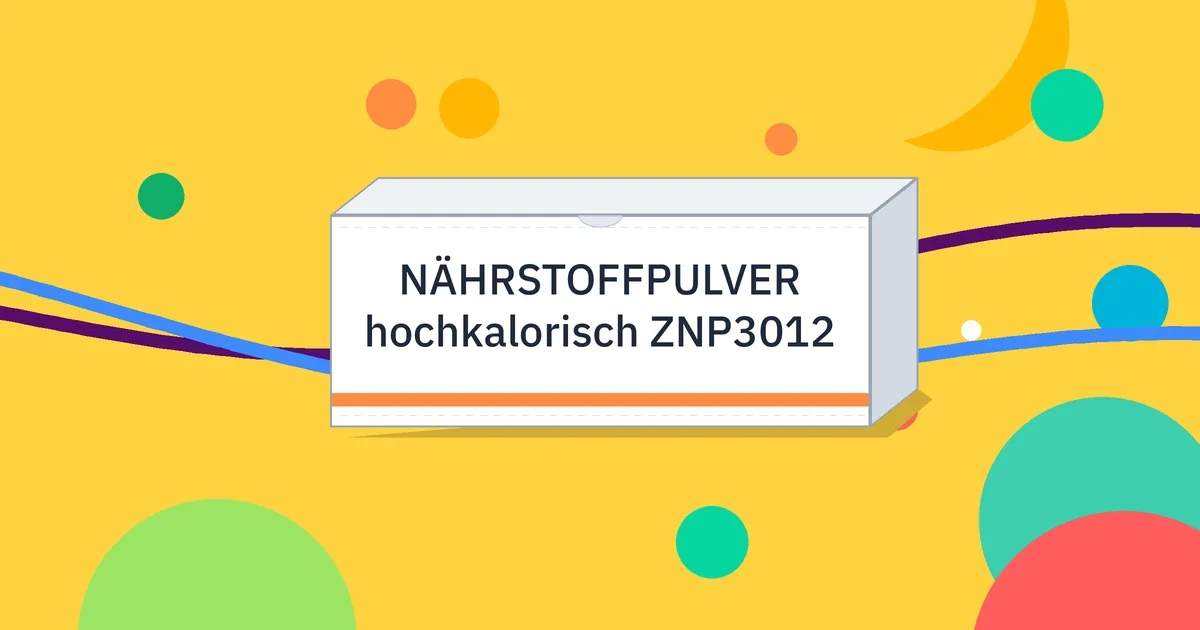 Symbolbild: Packung mit der Aufschrift NÄHRSTOFFPULVER hochkalorisch ZNP3012 (PZN 09487943) – Verfügbarkeit und Bezug in Apotheken in Frankfurt am Main