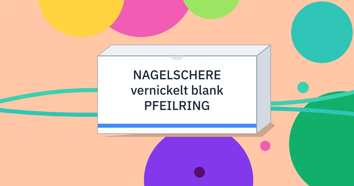 Symbolbild: Packung mit der Aufschrift NAGELSCHERE vernickelt blank PFEILRING (PZN 10191969) – Verfügbarkeit und Bezug in Apotheken in Frankfurt am Main