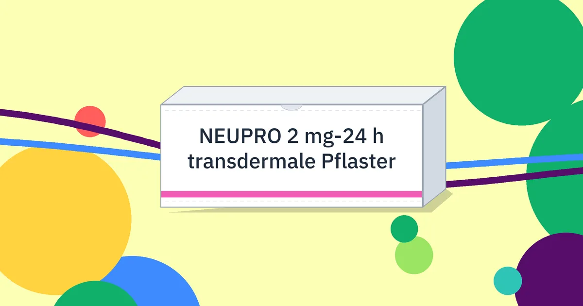Symbolbild: Packung mit der Aufschrift NEUPRO 2 mg-24 h transdermale Pflaster (PZN 14270281) – Verfügbarkeit und Bezug in Apotheken in Frankfurt am Main