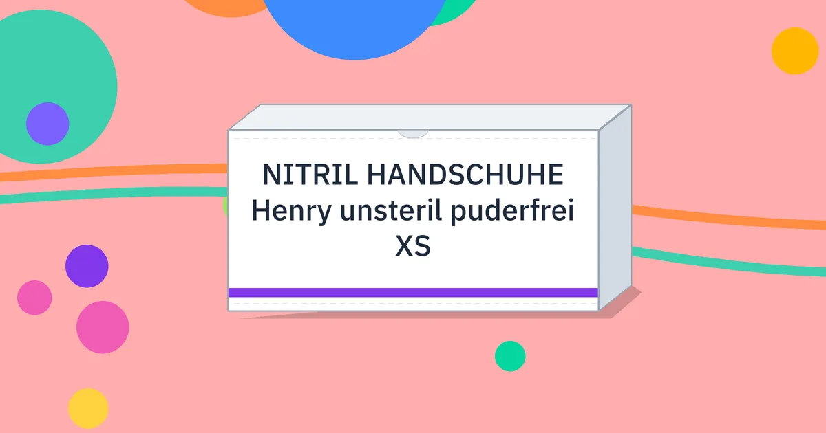 Symbolbild: Packung mit der Aufschrift NITRIL HANDSCHUHE Henry unsteril puderfrei XS (PZN 19765308) – Verfügbarkeit und Bezug in Apotheken in Frankfurt am Main