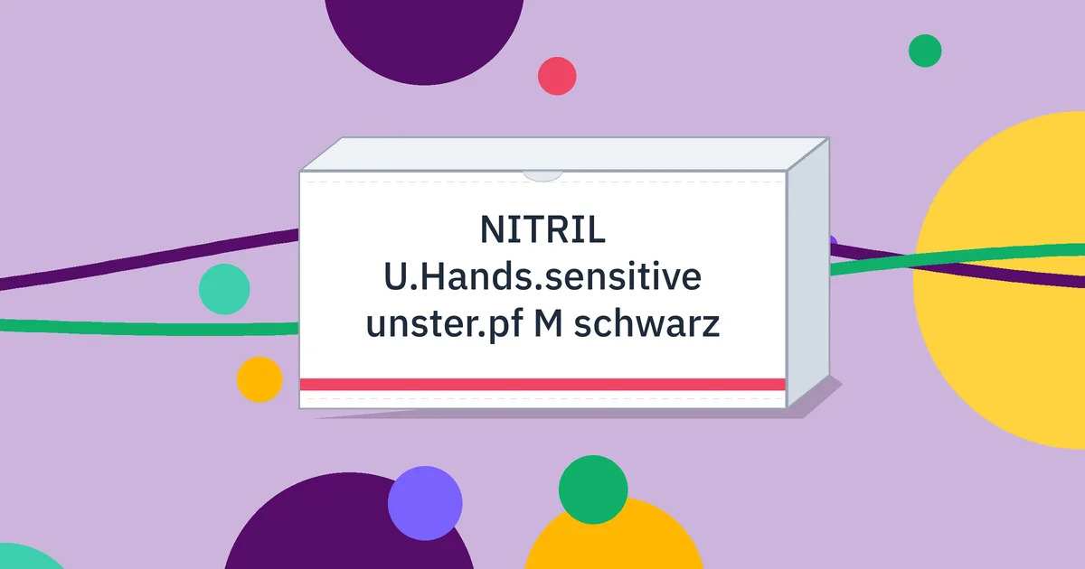 Symbolbild: Packung mit der Aufschrift NITRIL U.Hands.sensitive unster.pf M schwarz (PZN 12445322) – Verfügbarkeit und Bezug in Apotheken in Frankfurt am Main