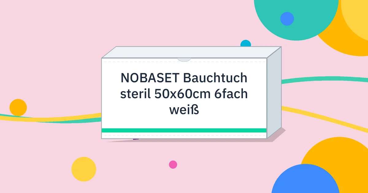 Symbolbild: Packung mit der Aufschrift NOBASET Bauchtuch steril 50x60cm 6fach weiß (PZN 11018262) – Verfügbarkeit und Bezug in Apotheken in Frankfurt am Main