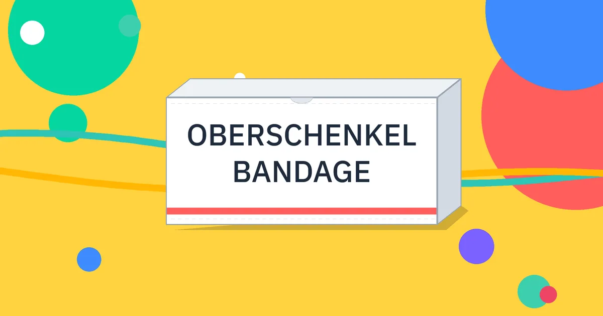 Symbolbild: Packung mit der Aufschrift OBERSCHENKEL BANDAGE (PZN 11147835) – Verfügbarkeit und Bezug in Apotheken in Frankfurt am Main