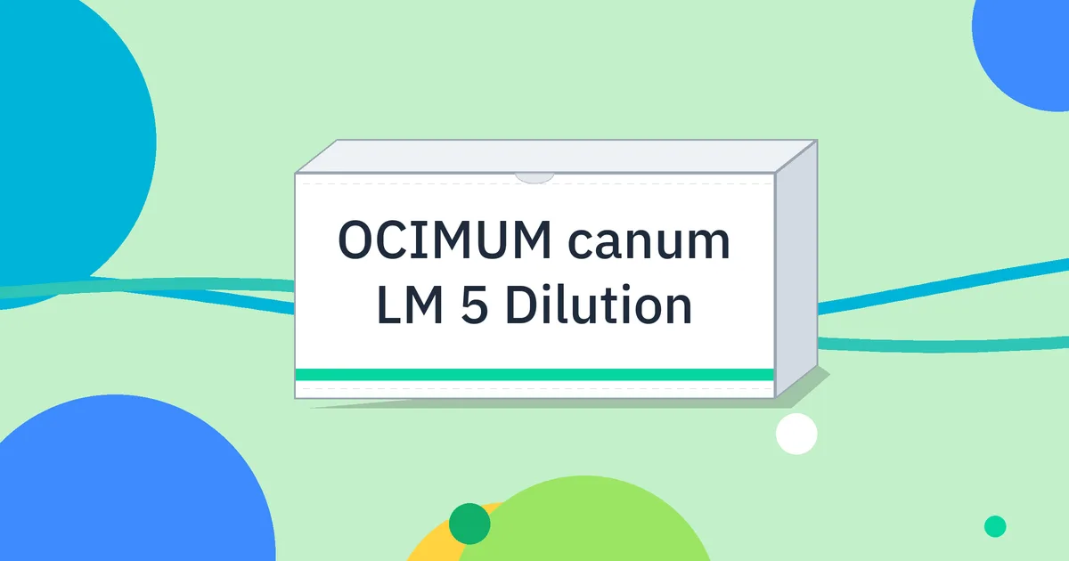Symbolbild: Packung mit der Aufschrift OCIMUM canum LM 5 Dilution (PZN 13621790) – Verfügbarkeit und Bezug in Apotheken in Frankfurt am Main