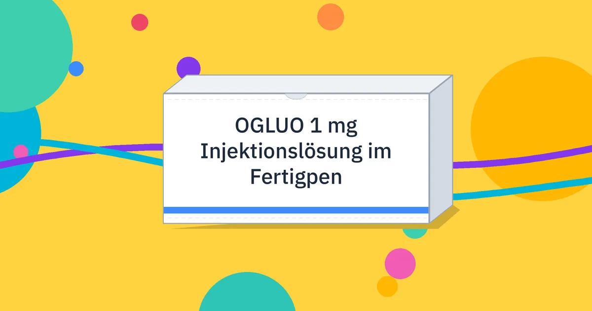 Symbolbild: Packung mit der Aufschrift OGLUO 1 mg Injektionslösung im Fertigpen (PZN 17946997) – Verfügbarkeit und Bezug in Apotheken in Frankfurt am Main