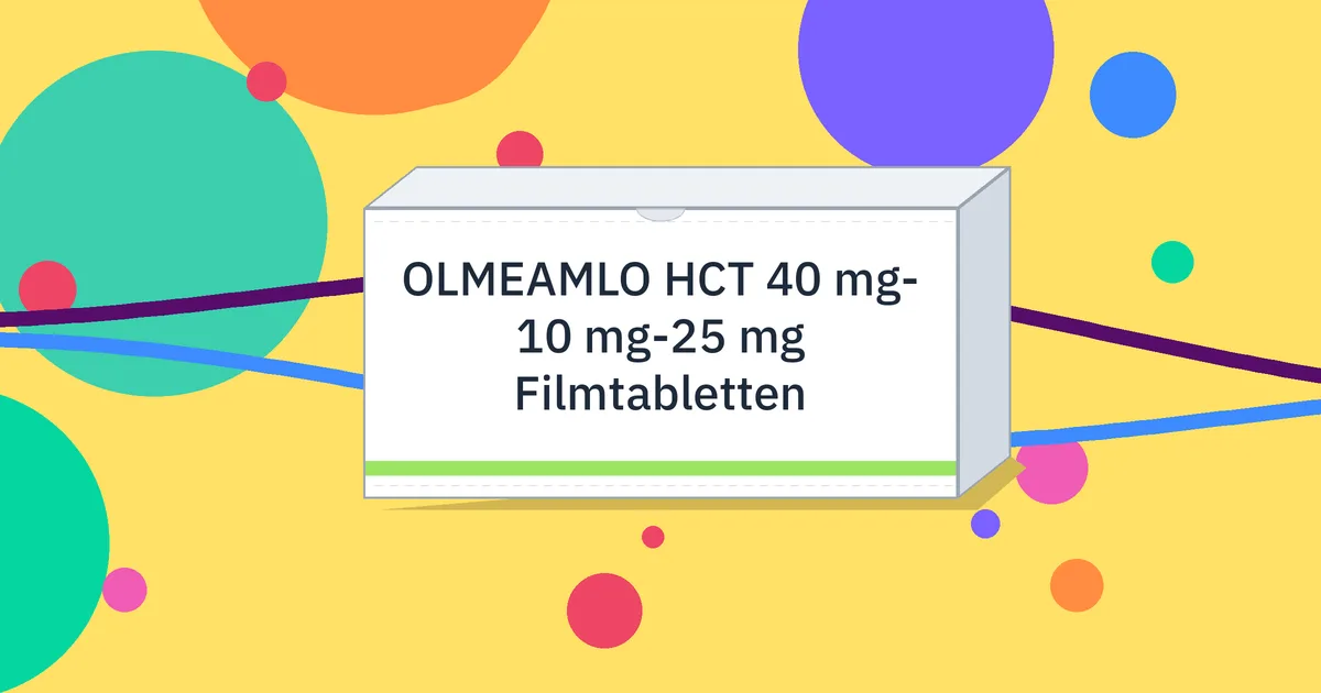 Symbolbild: Packung mit der Aufschrift OLMEAMLO HCT 40 mg-10 mg-25 mg Filmtabletten (PZN 16784713) – Verfügbarkeit und Bezug in Apotheken in Frankfurt am Main