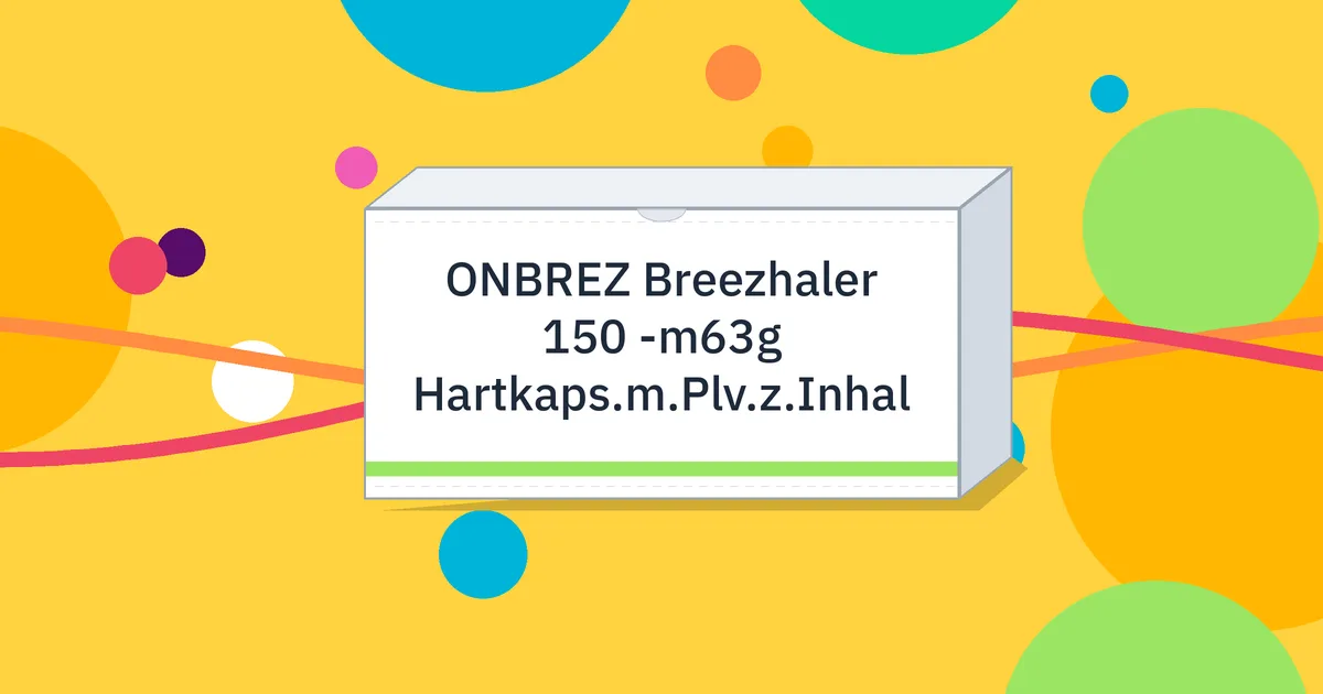Symbolbild: Packung mit der Aufschrift ONBREZ Breezhaler 150 -m63g Hartkaps.m.Plv.z.Inhal (PZN 08794407) – Verfügbarkeit und Bezug in Apotheken in Frankfurt am Main